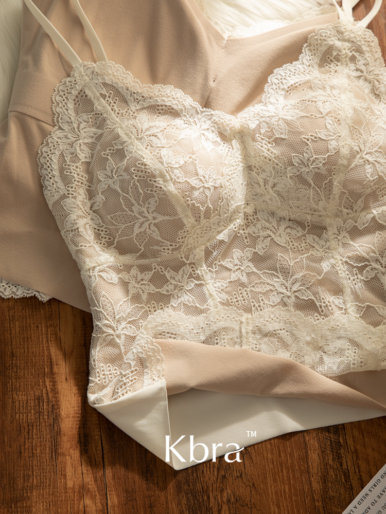 Kbra法式蕾絲磨毛加薄絨吊帶背心女冬保暖帶胸墊內搭一體打底上衣|保暖背心|ETMall東森購物網