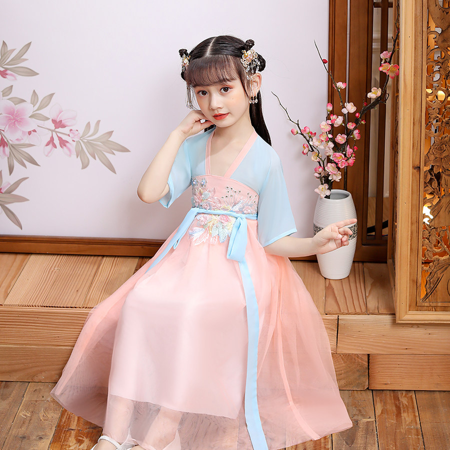 Hanfu girls children's costume Chinese style female baby dress Thin ...