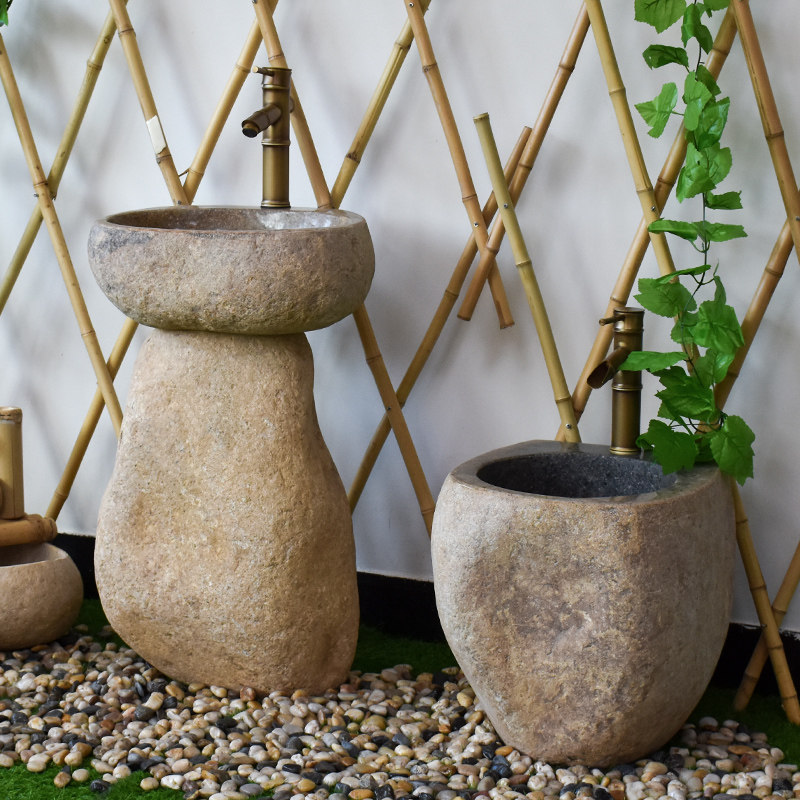 [USD 210.18] Outdoor pebbles and stone pillar basin retro kindergarten ...