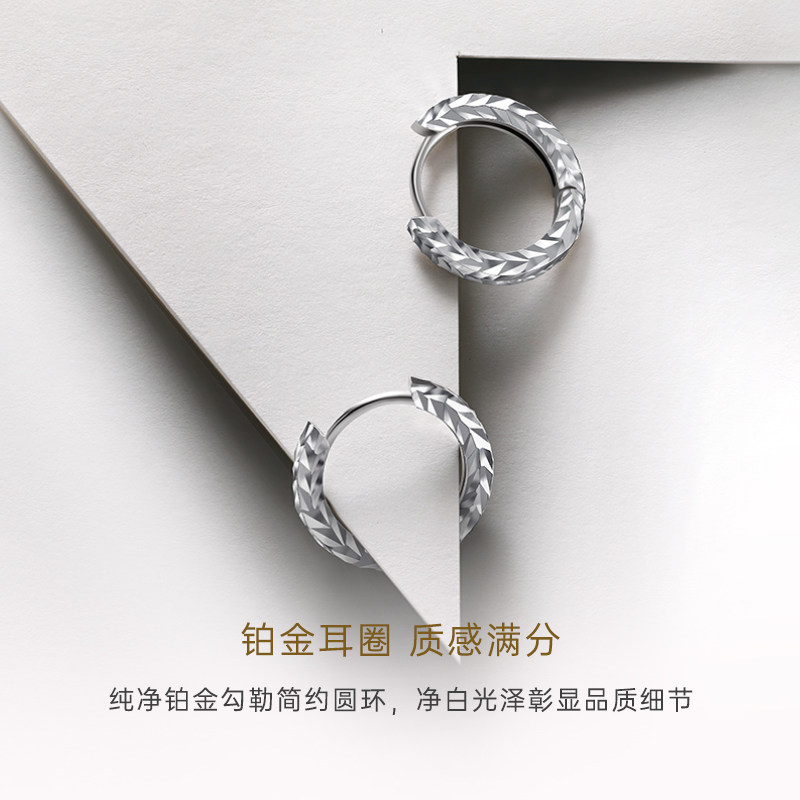 CRD克徕帝PT950铂金耳饰：麦穗耳圈，简约时尚，送礼首选！-耳饰-淘宝好物网