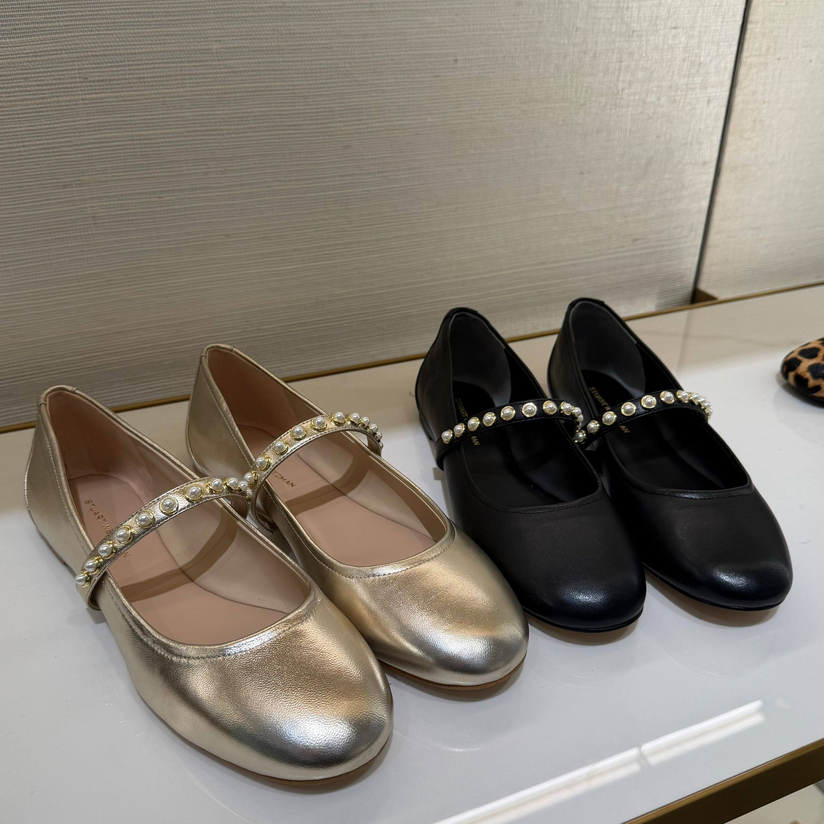 水水美代Stuart Weitzman珍珠平底芭蕾舞鞋ARI PEARL BALLET FLAT