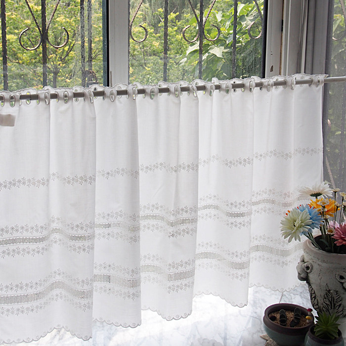 Buy Embroidery idyllic shredded flower fabric curtain half curtain ...