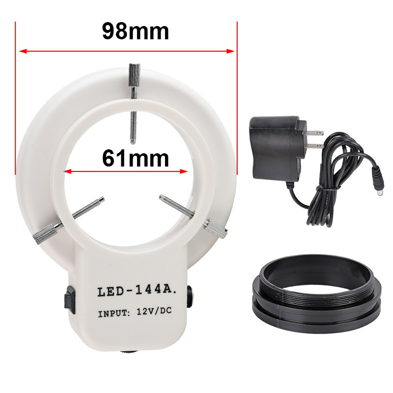 Electronic microscope LED ring light source 144 lamp beads 61mm mount ...