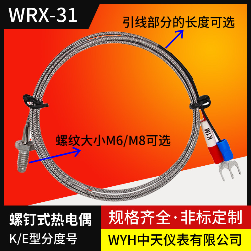 螺钉式热电偶WRX-31广州中天仪表WYH探头WRET-02罗丁WRNX-31