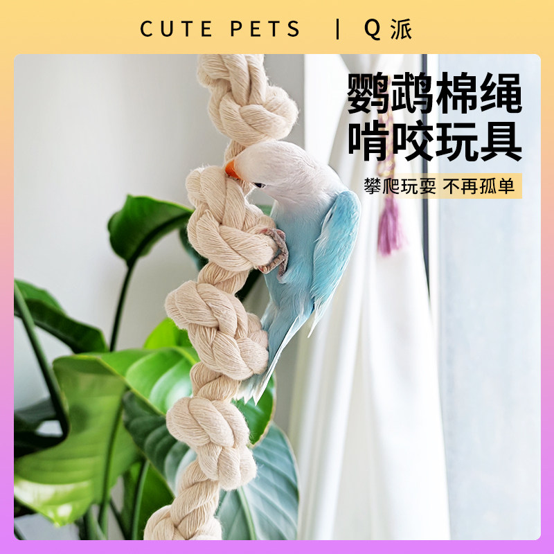 Parrot chewing rope climbing swing hanging molar cotton rope pet bird ...