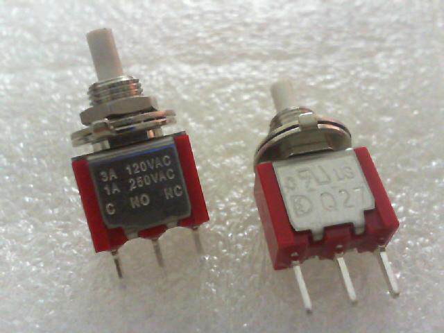 Made in Taiwan. Button switch Q27 three feet. reposition. No lock ...