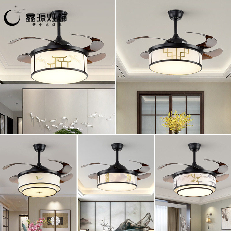 [USD 324.50] New Chinese ceiling fan lamp invisible fan lamp retro ...