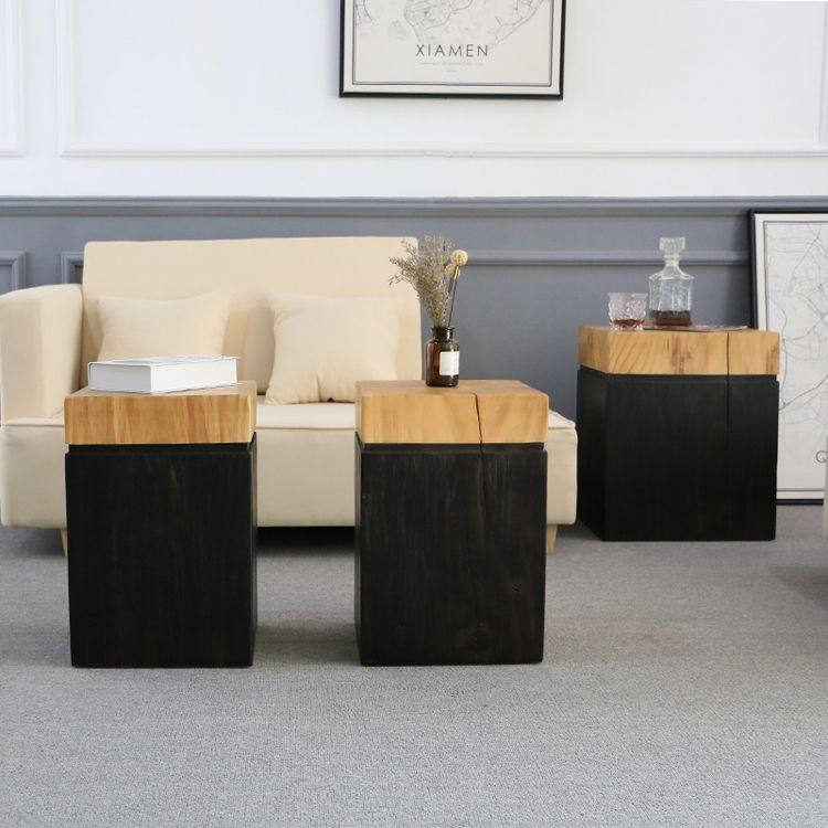 新中式创意休闲实木沙发边几原木方形木墩角几现代简约民宿小茶几-阿里巴巴