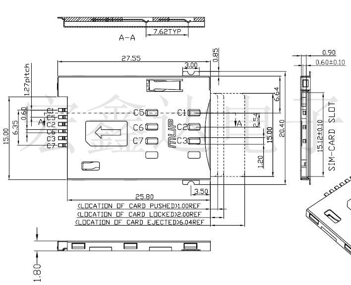 厂家MUP C719自弹卡座SIM卡座自弹式 SIM卡槽 6P C-719(原装MUP)-阿里巴巴