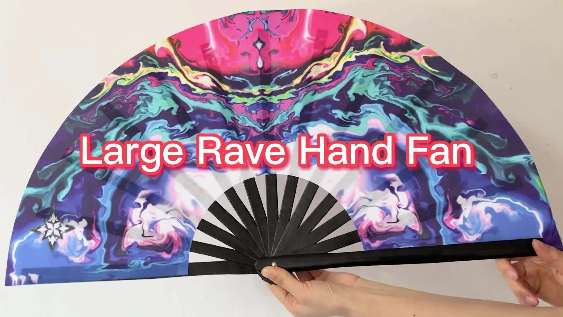 Black Background Hand Fan Custom Color Glow Pride Handheld Bamboo Clack ...