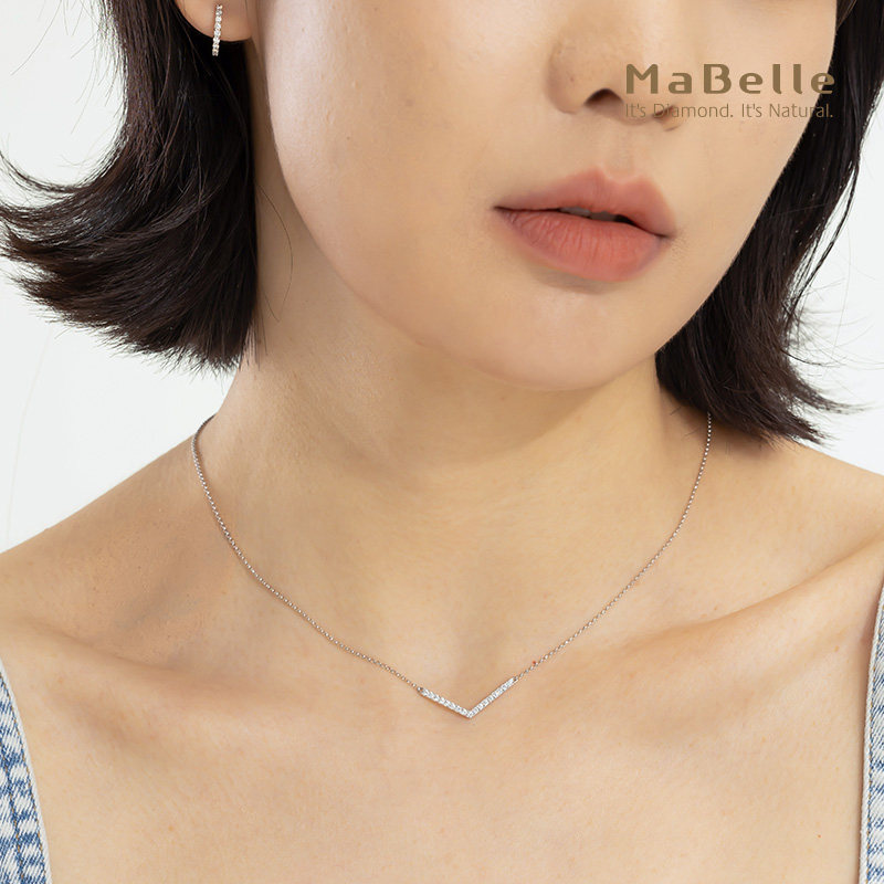 MaBelle玛贝尔18K直排V字钻石项链：通勤必备的优雅利器！-颈饰-淘宝好物网
