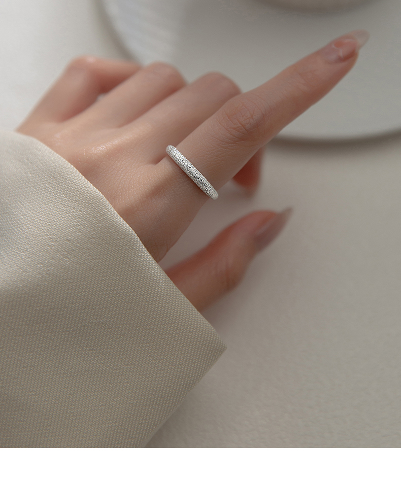 纳兰S925银星河闪烁磨砂戒指BlingBling敲闪璀璨INS开口指环J8925-阿里巴巴