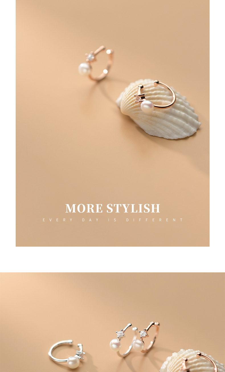 纳兰 S925银简约风淑女单钻珍珠耳夹气质优雅无耳洞耳饰女G8274-阿里巴巴