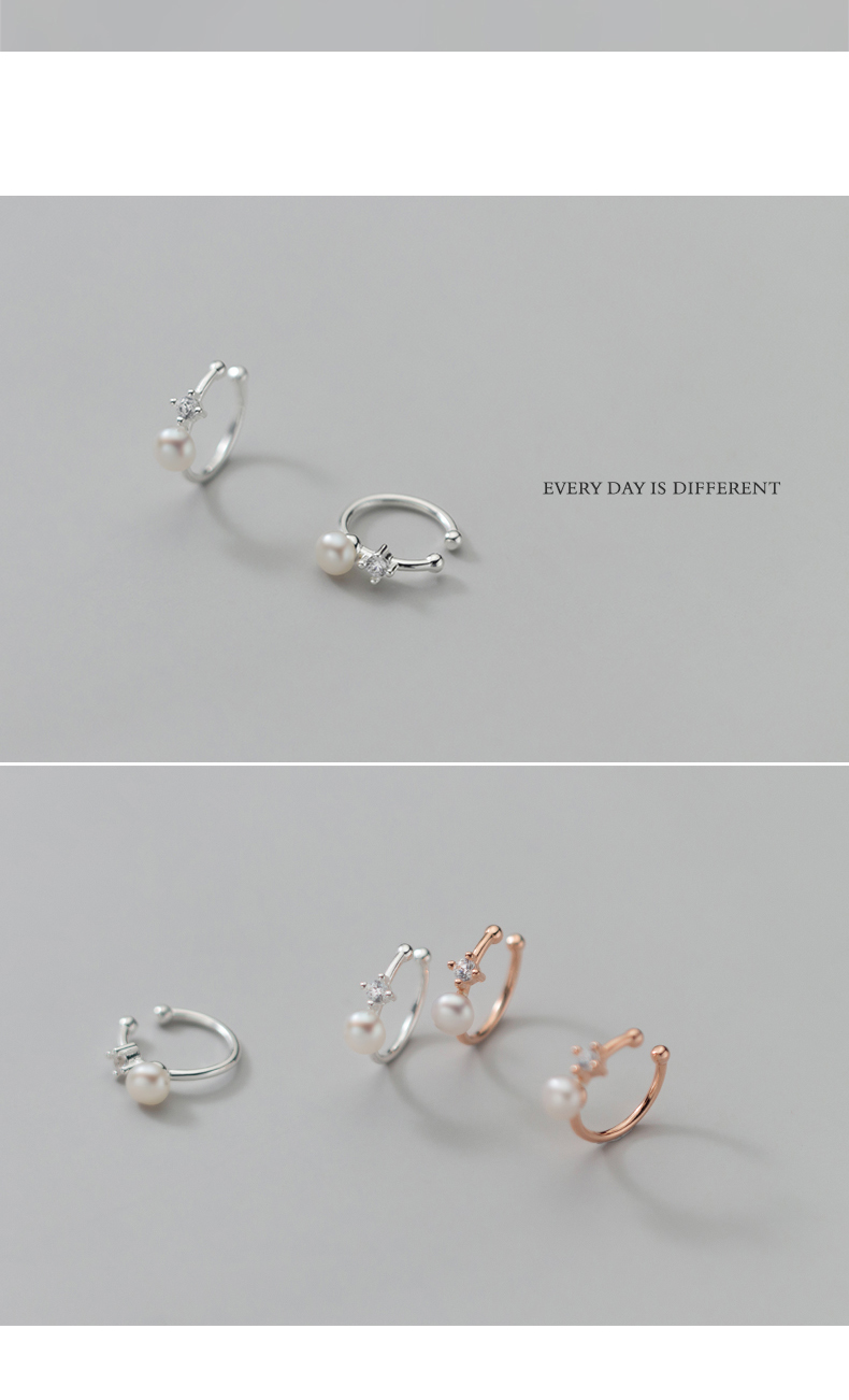 纳兰 S925银简约风淑女单钻珍珠耳夹气质优雅无耳洞耳饰女G8274-阿里巴巴