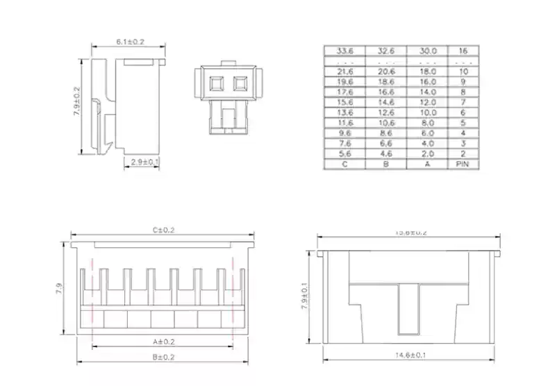 HY2.0mm空中对接电子线束2P/3P/4P/5P/6P/8P带扣公母头对插端子线