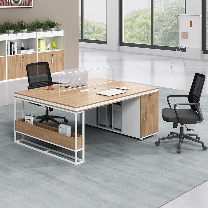Desk and chair combination of simple modern office staff table double 4 ...