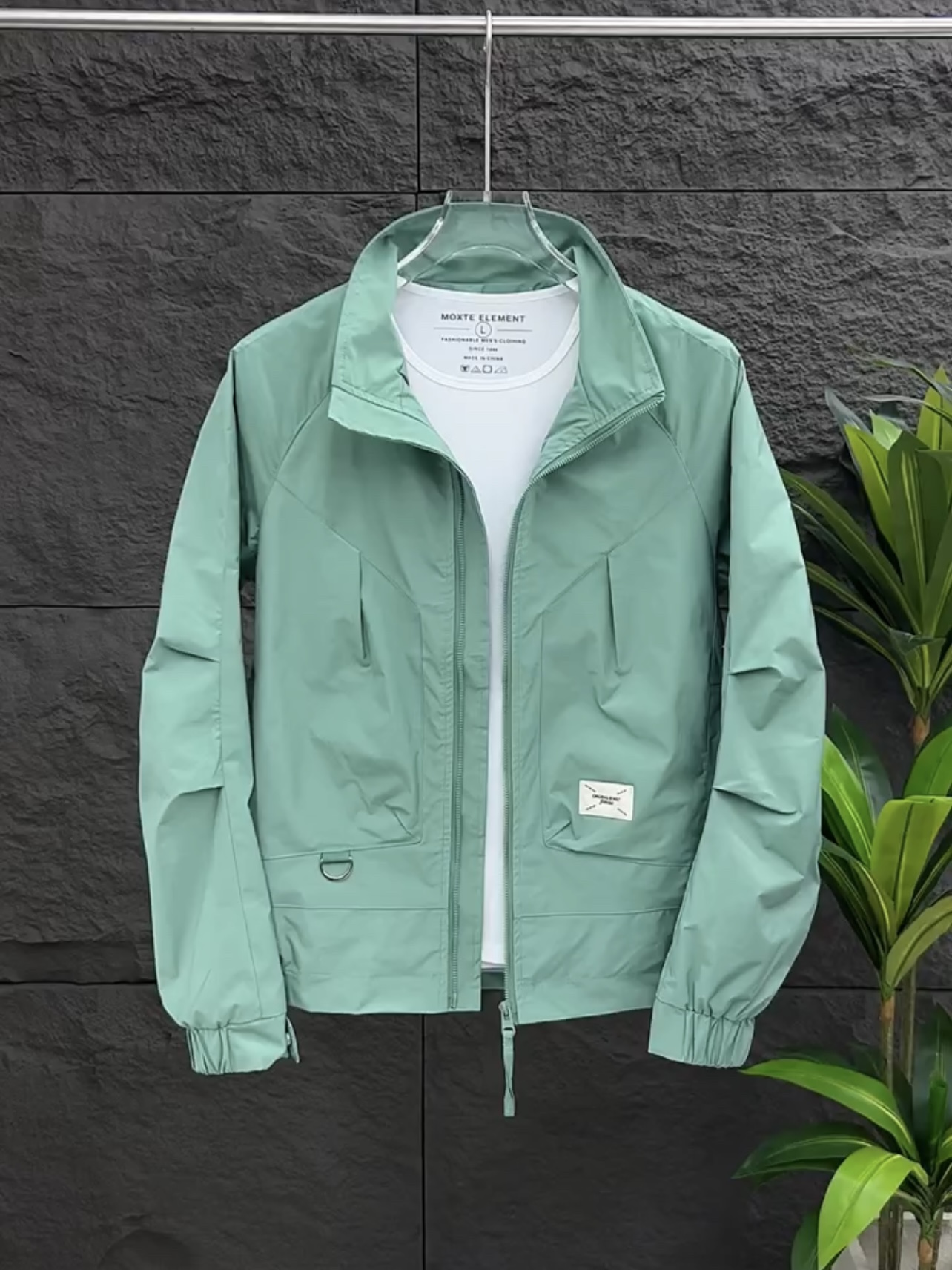 春季男士立領夾克2025新款修身時尚百搭酒紅色外套休閑短款外套男|夾克|ETMall東森購物網