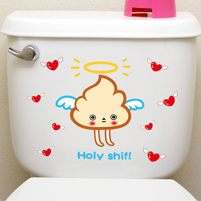 Buy Funny Wall sticker Angel poop personality Creative Bathroom toilet ...
