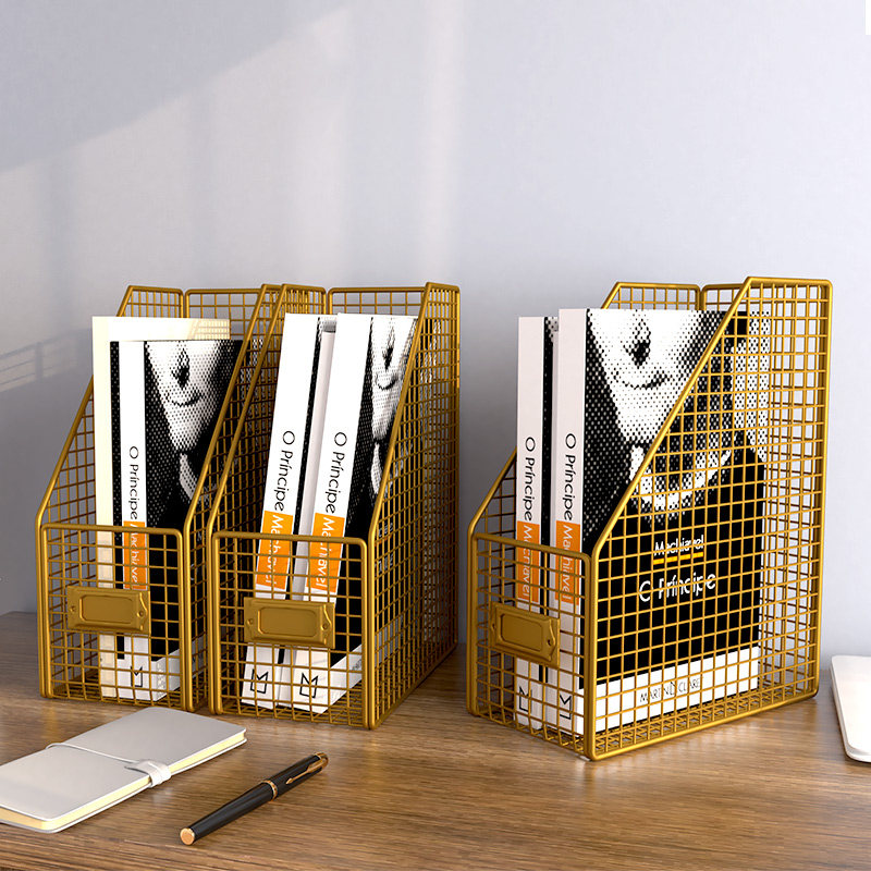 Iron bookshelf desktop office rack finishing file shelf bedside bay ...