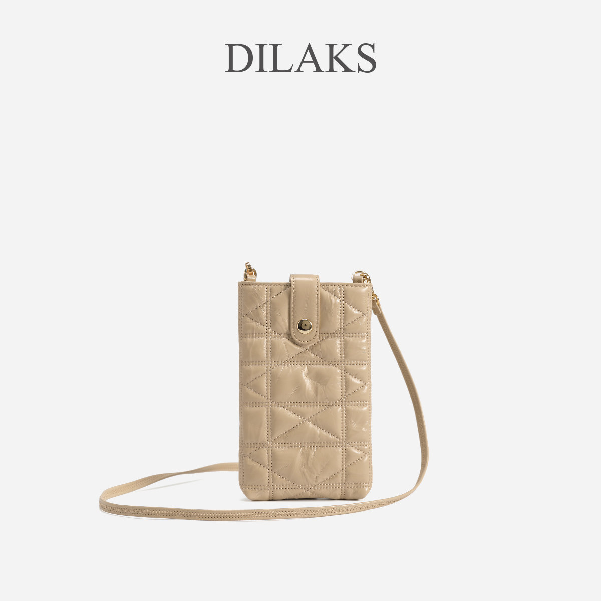 DILAKS迪莱克丝2025新款：迷你真皮菱格手机包，让你的通勤style瞬间升级！-手机包-淘宝好物网