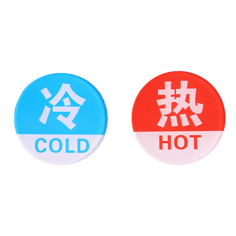 Acrylic faucet hot and cold logo stickers hot and cold water signage ...