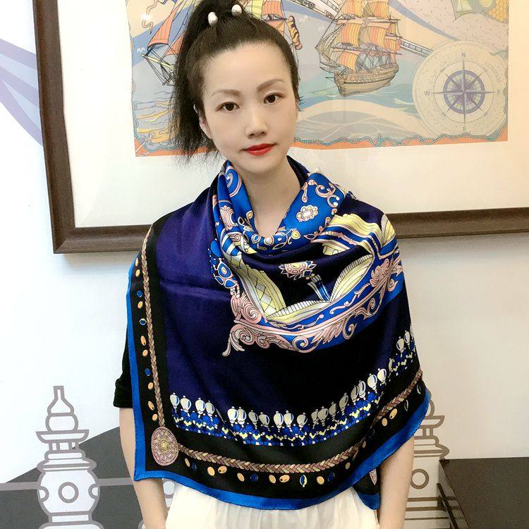 Silk Scarf Women's Mulberry Silk Satin Shawl All-match Fashion Scarf 16 ...