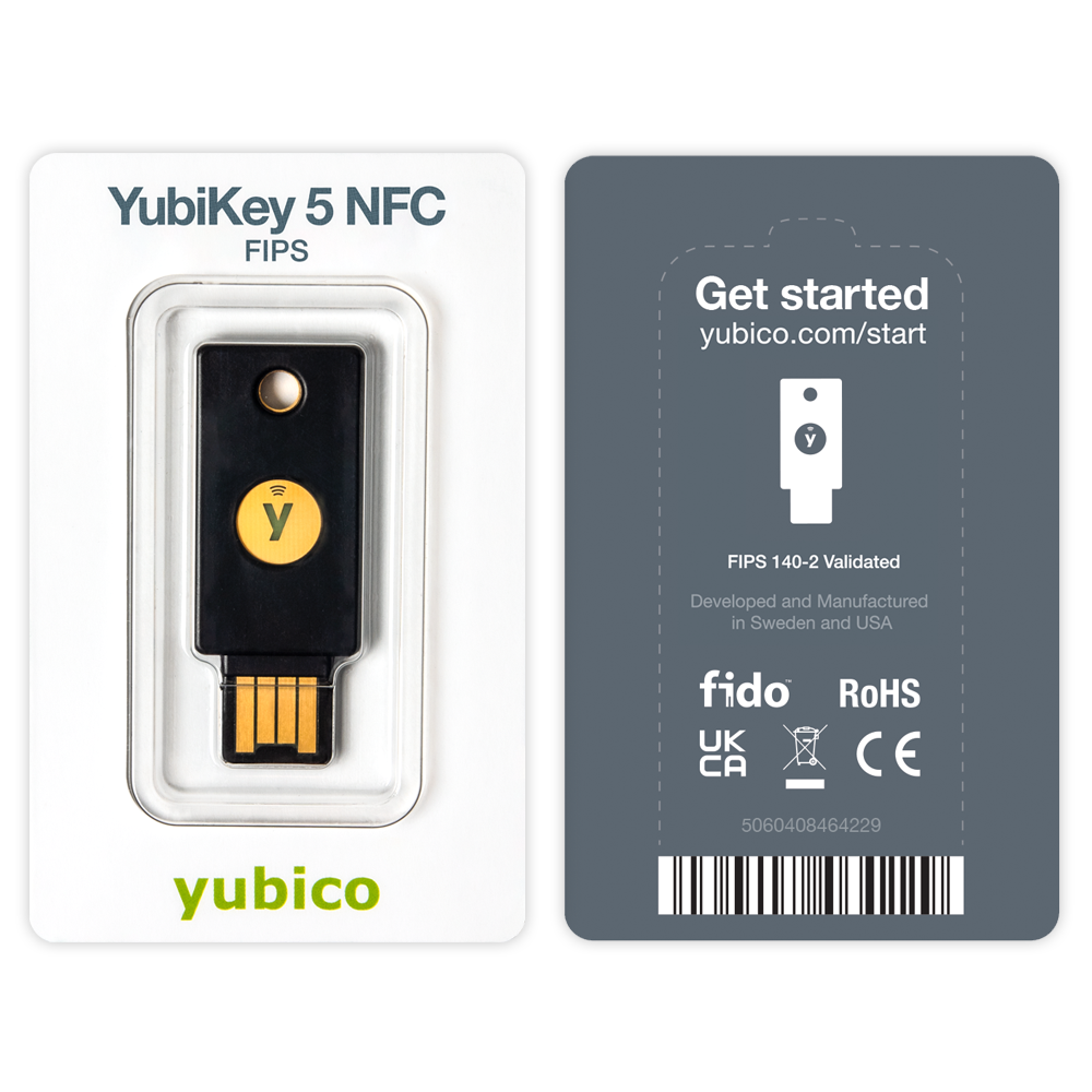 YubiKey 5NFC FIPS安全密钥Yubico支持手机PC密钥带FIPS的非现货