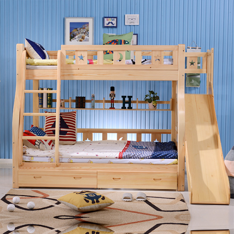 Lanxiu solid wood slide bed child mother bed bunk bed two-story bunk ...