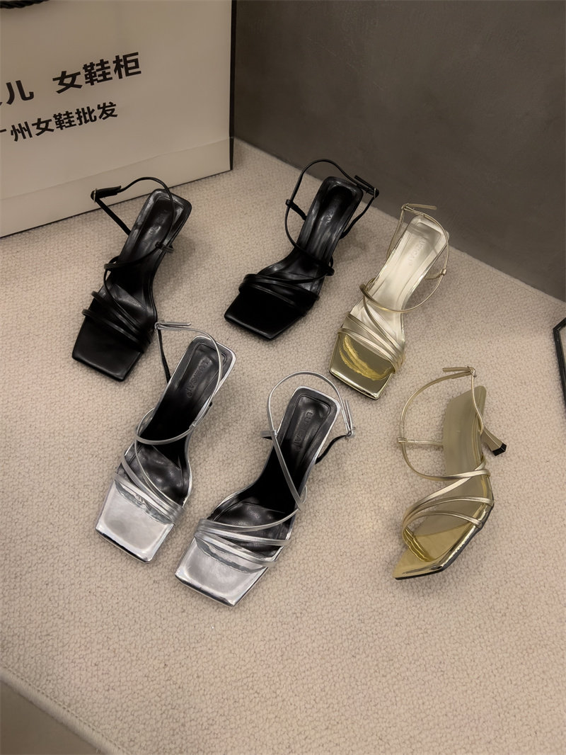 French Style All-match Elegant Simple Square Toe Strap Sandals 2024 New ...