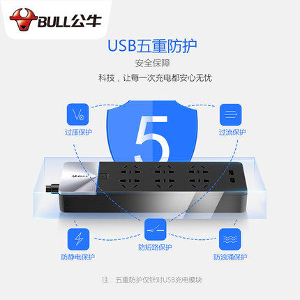 Bull socket lightning protection anti-surge overload protection ...