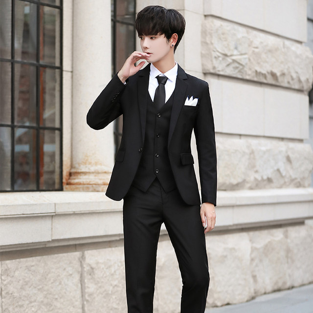 Teenage high school student adult dress suit male student formal suit ...