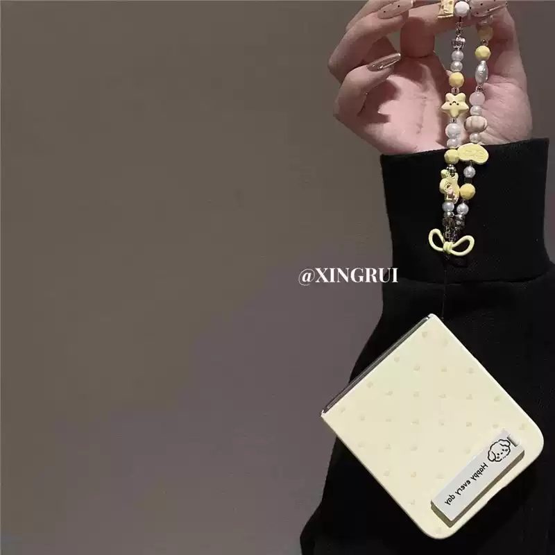 ins奶黄小爱心狗狗支架适用小米mixflip2折叠屏华为PuraX手机壳pocket2/s全包三星Galaxyzflip7/6/5硬壳女款