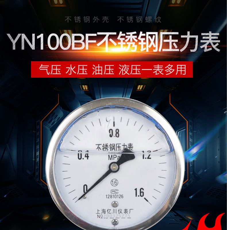 YN100BF全不锈钢耐震压力表1.6MPA304外壳抗震防震高温蒸汽防锈蚀-阿里巴巴