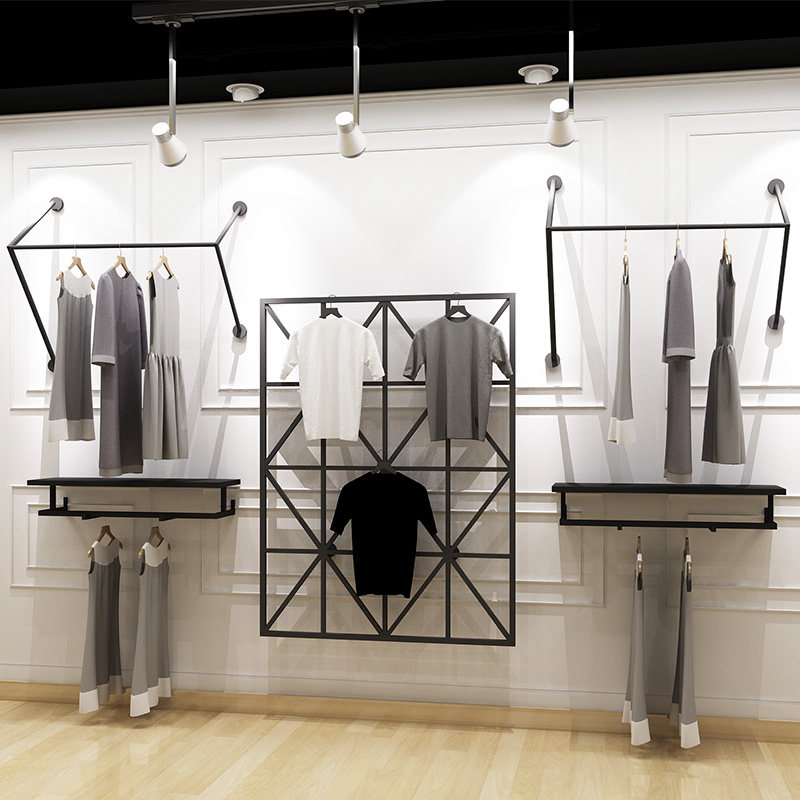 Yishang iron art simple women's clothing wall clothing rack Clothing ...