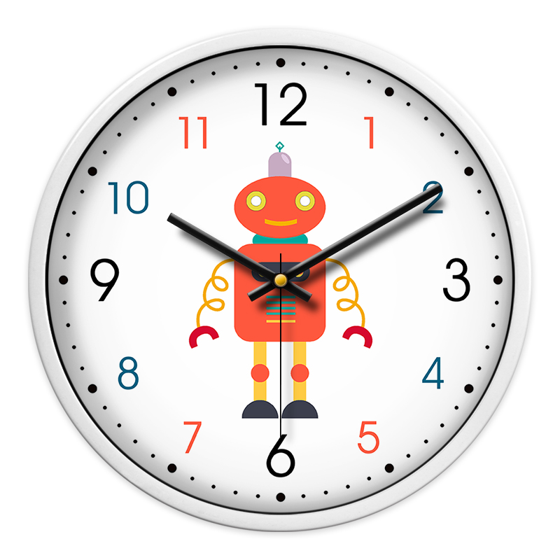 Cartoon wall clock living room creative cute robot clock children's ...