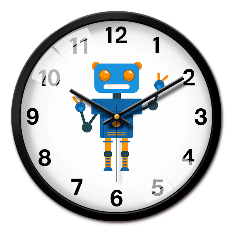 Cartoon wall clock living room creative cute robot clock children's ...