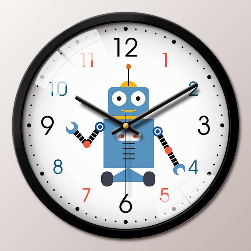 Cartoon wall clock living room creative cute robot clock children's ...