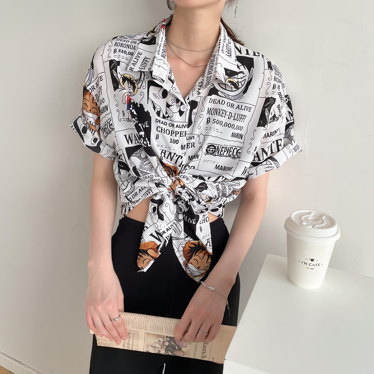 设计感小众印花衬衫女夏复古港味chic半袖衬衣潮_千金文艺女装QJWY8808 - 货捕头