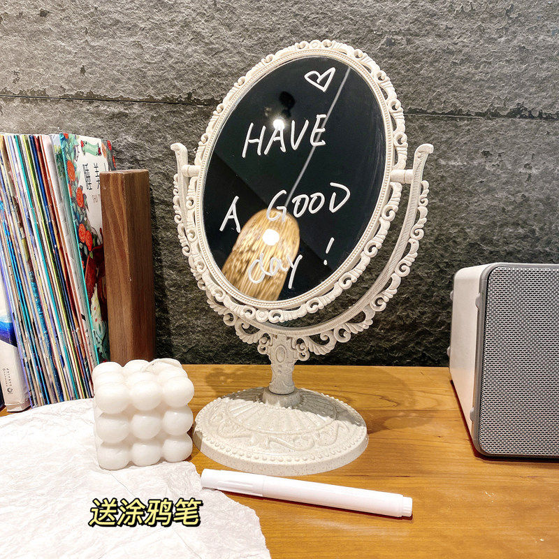 Ins style European retro cosmetic mirror home bedroom small desktop ...