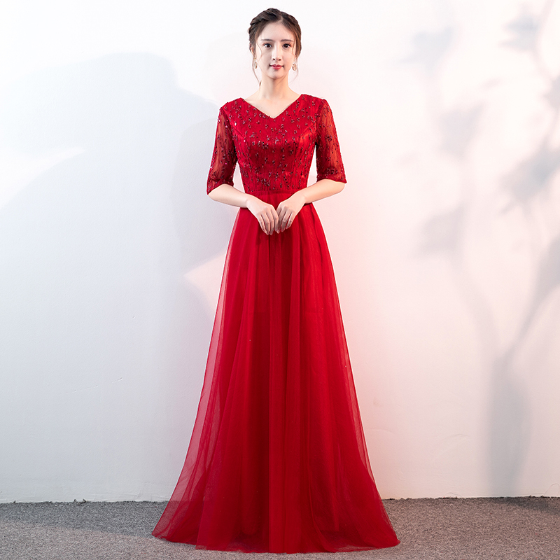 Evening dress prom gown Evening dress female chorus dress annual ...