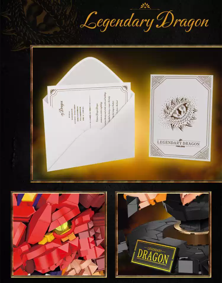 出口版古代龍頭拼裝玩具模型男孩成人高難度巨大型龍年擺件