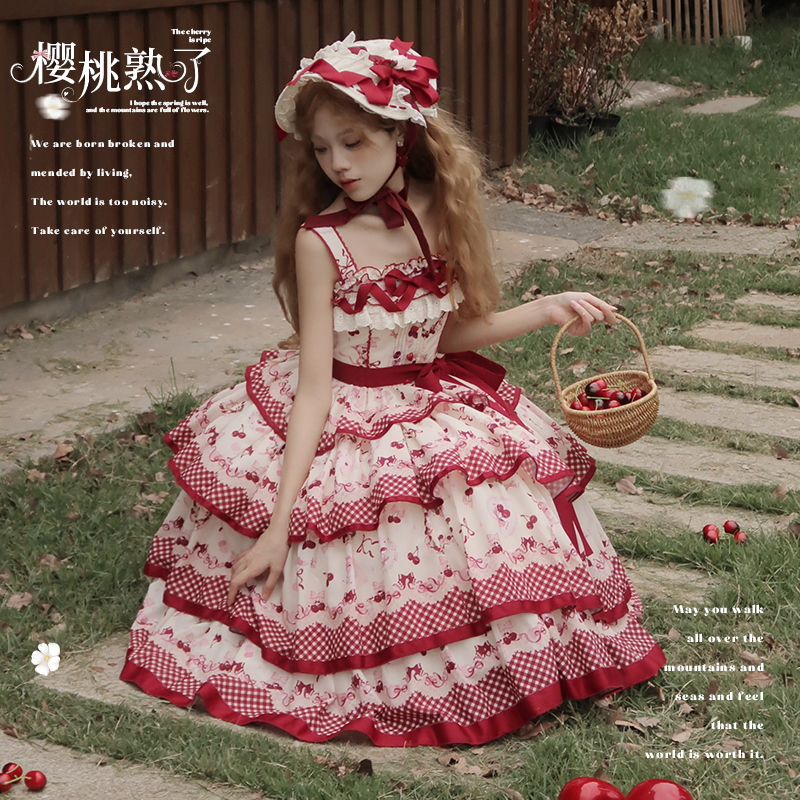 无敌了！尾款樱桃熟了，JSK原创Lolita甜心贩售机，段段日常CLA系田园风轻LO裙，你还不冲？👗💃-lolita-淘宝好物网