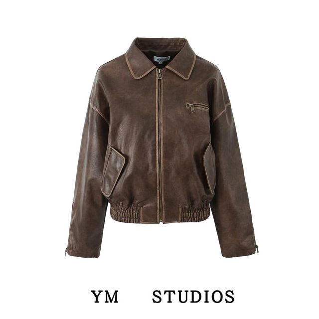 Maillard's spring and autumn outfit color leather jacket blogger style ...