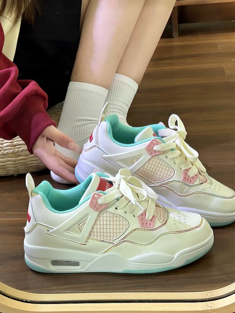 aj4 pink thick sole sports shoes for women in autumn and winter new ...