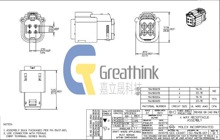 19418-0005 194180005 MOLEX原厂MX150L 4P线规18-22黑色带CPA-阿里巴巴