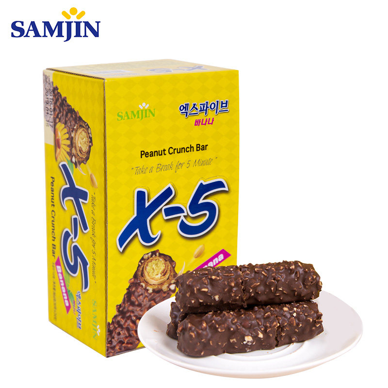 跨境豆-Korean food imports snacks Sanjin X5 chocolate bar 36g * 24 energy ...
