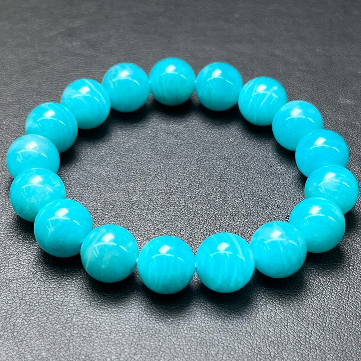 莫桑比克天河石手链 男女款飘白花蓝绿色水晶手串 亚马逊石