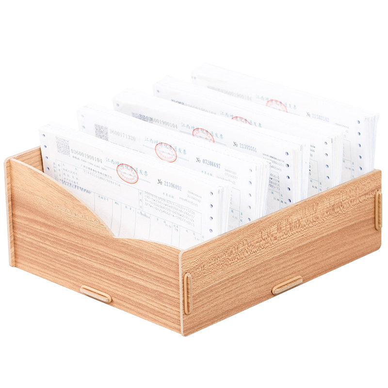 [USD 21.31] Bill receipt box wood desktop document receipt financial ...