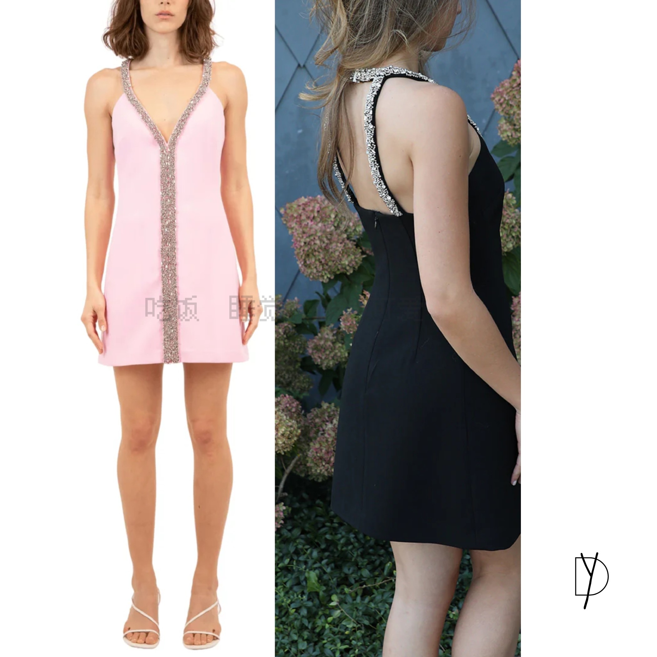 甜美派对必备！美国SMKH纯原醋酸重工水钻钉珠露背小礼服，你心动了吗？👗 -手绘T恤-淘宝好物网