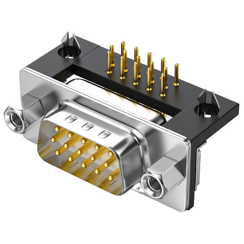 VGA Plug 3 Rows 15 Pins 90 Degree Bent Feet HDR15 Welding Plate Male ...